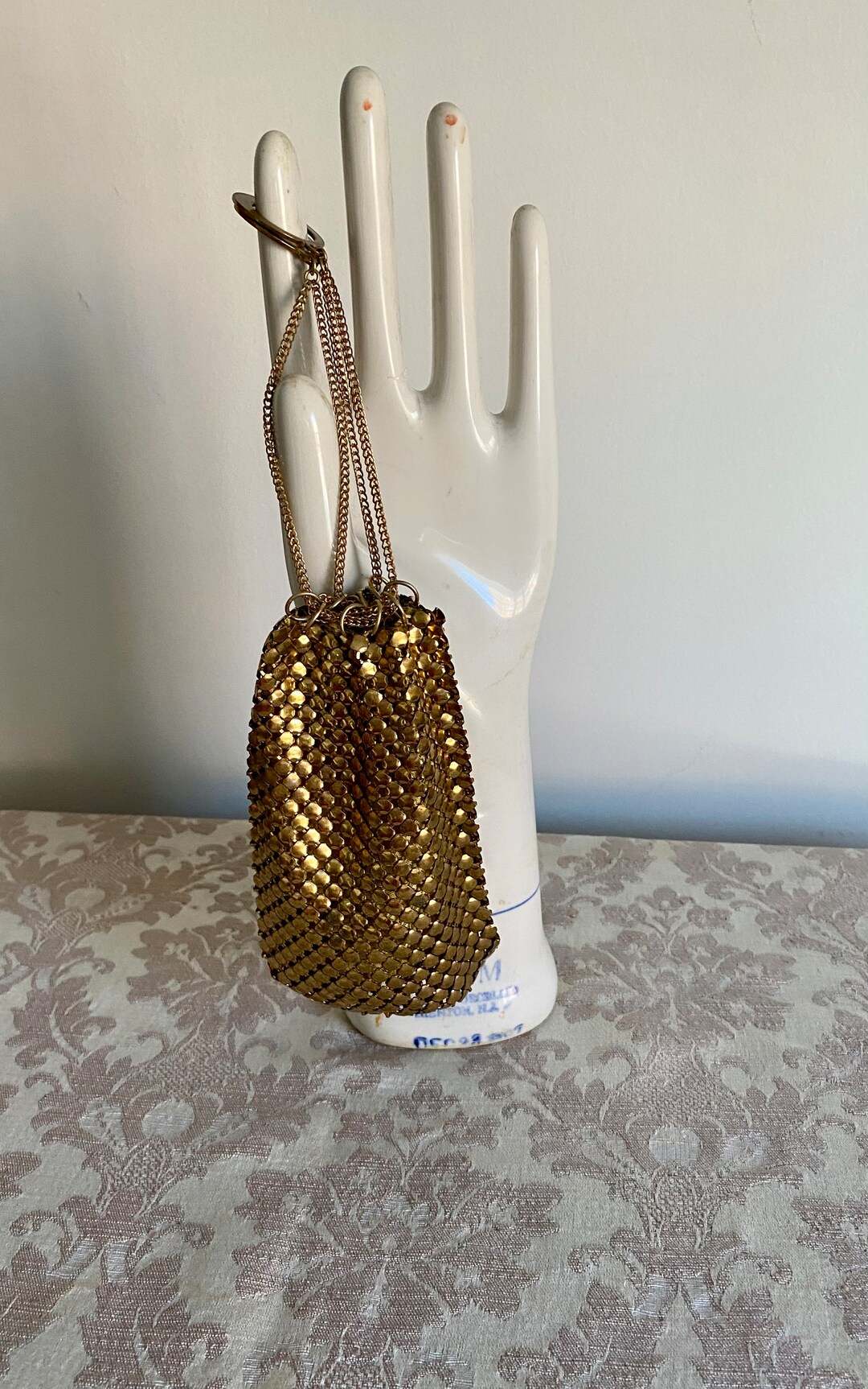 Vintage 1920s Gold Mesh Finger Drawstring Ring Purse Pouch,1920s Dance ...
