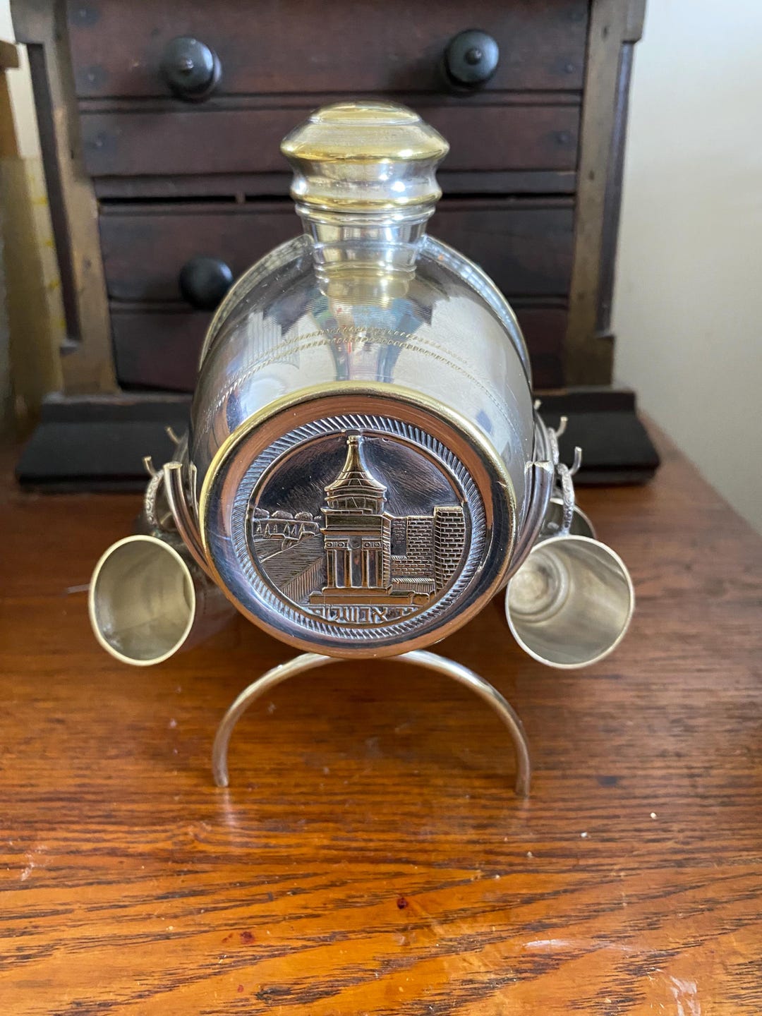 Antique Set Silver Barrel Cask and 6 Cups,brandy Cognac Schnapps ...