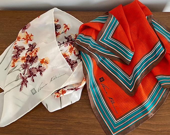 Vintage 1970s Pair Anne Klein Silk Scarves,designer Neck Scarves ...