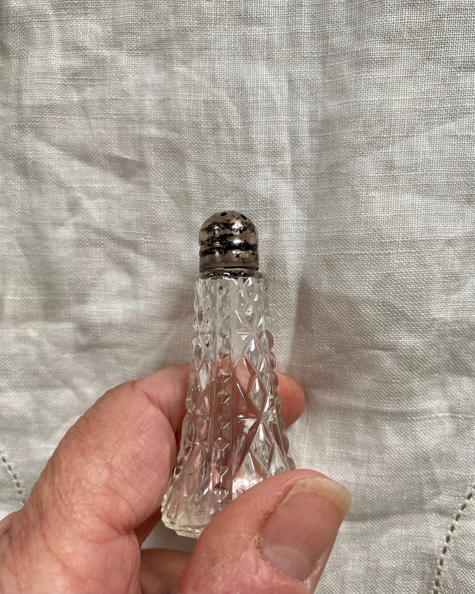 Vintage Mini Glass Salt and Pepper Shakers, Sterling Silver Tops - Etsy