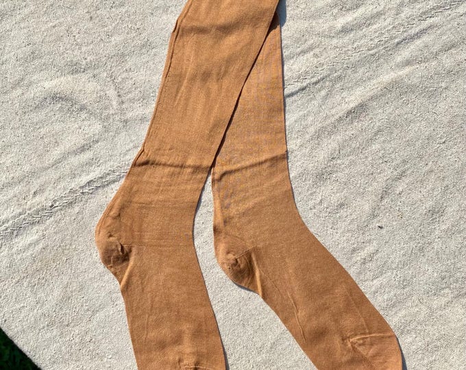 Antique Edwardian Early 20th Century Ladies Silk Cotton Knitted Fully Fashioned Thigh High ...