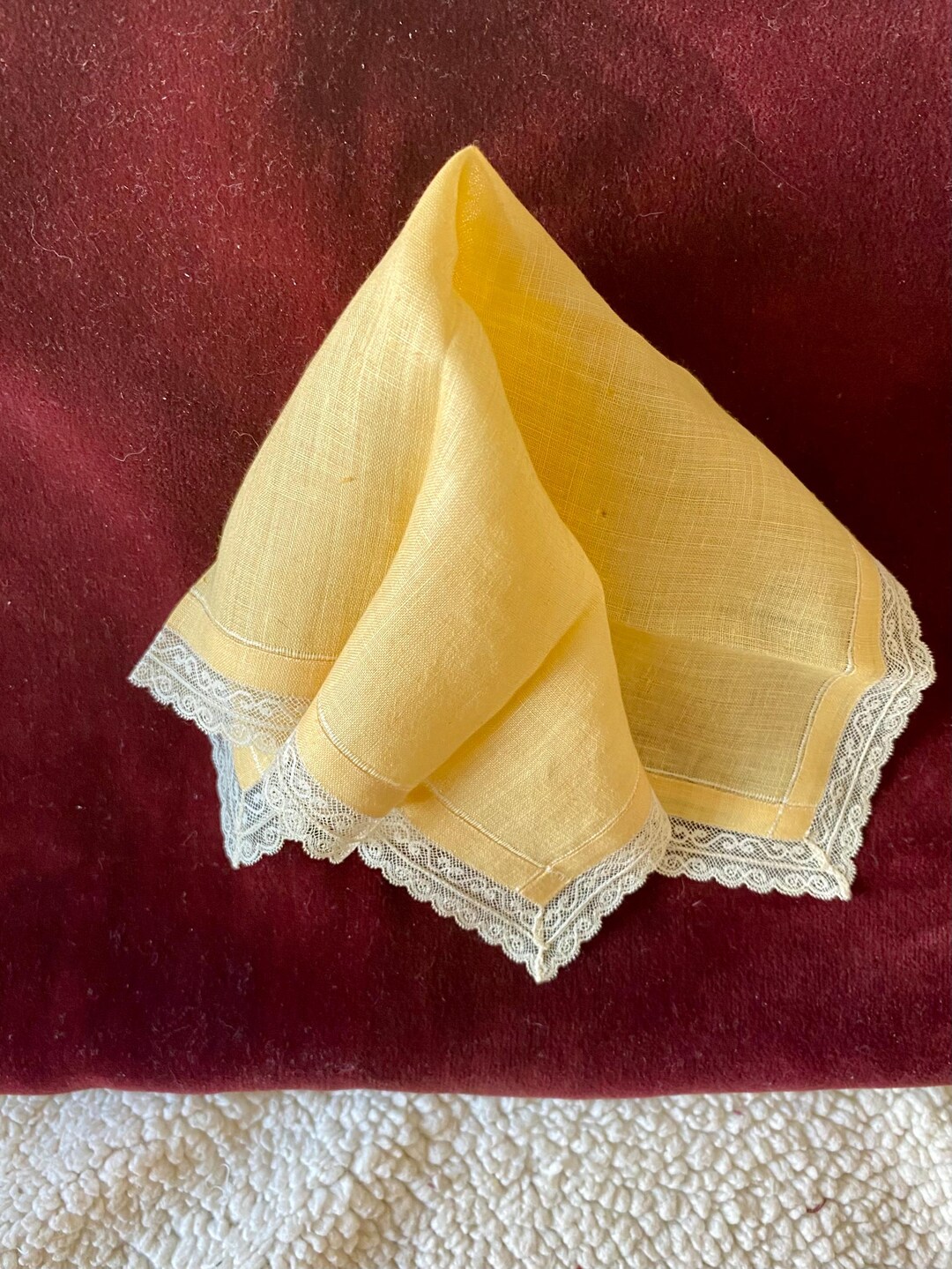 Vintage 1920s Antique French Country Yellow Bridal Wedding Hanky ...