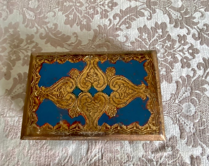 Vintage Italian Florentine Gold Gilt and Deep Turquoise Keepsake ...