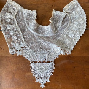 Antique Lot 6 Edwardian Victorian French Cream Embroidered Net Lace ...