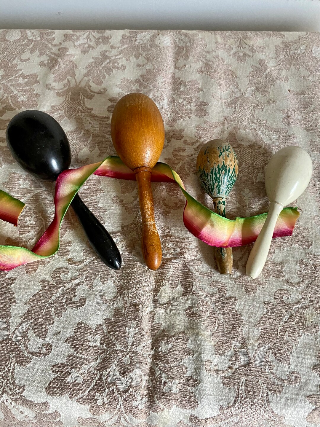 Antique 4 Turned Wood Sock Darning Mending Eggs Darners Tools,green ...