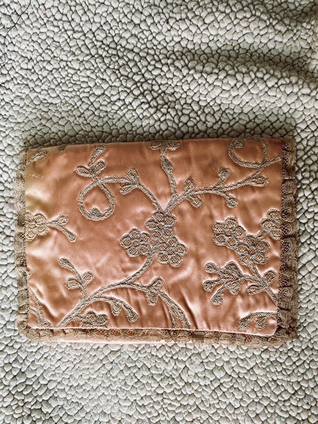 Antique 1920s Peach Silk and Lace Embroidered Lingerie Envelope Fold ...