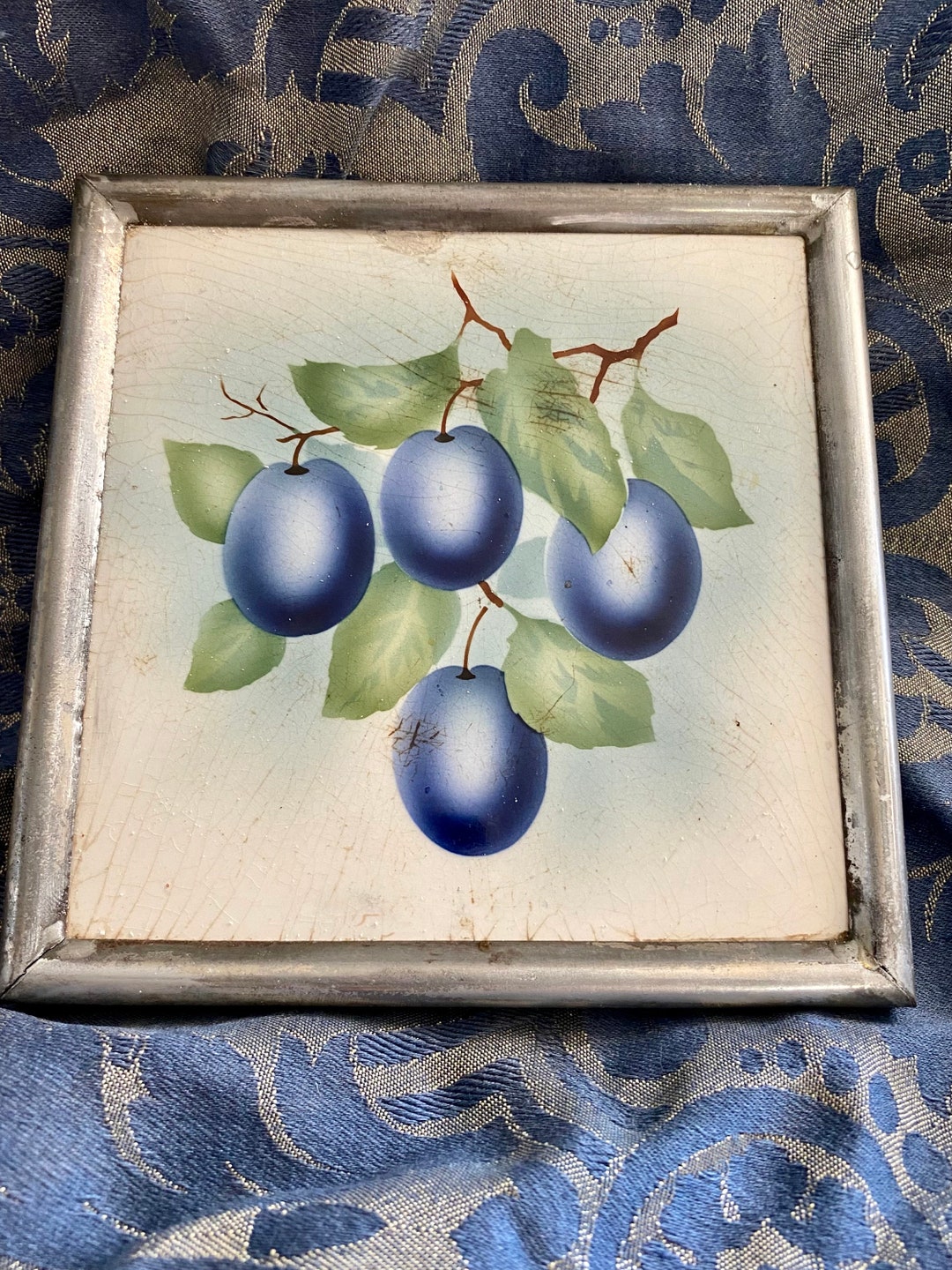 Antique Shabby Handmade Ironstone Ceramic Tile Trivet Made in Germany ...