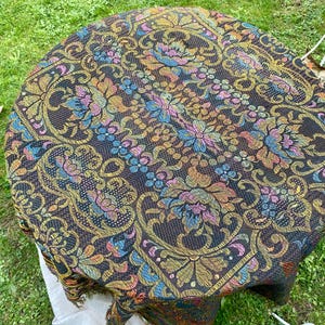 Antique 1920s Shimmery Silky Brocade Tapestry Fringed Tablecloth ...