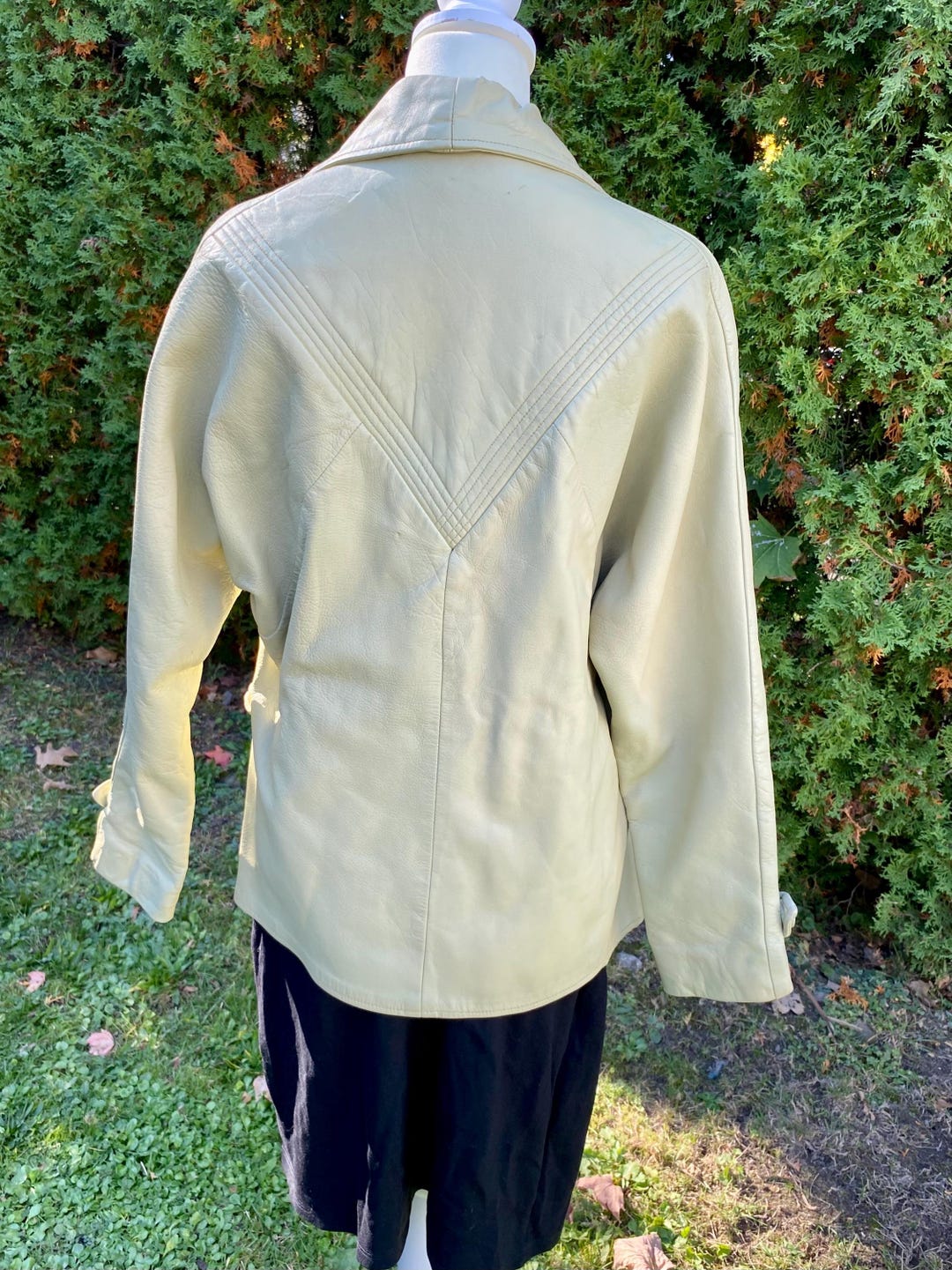 Vintage Sixties Leather Jacket, Chartreuse Jacket, Belted Retro Leather ...