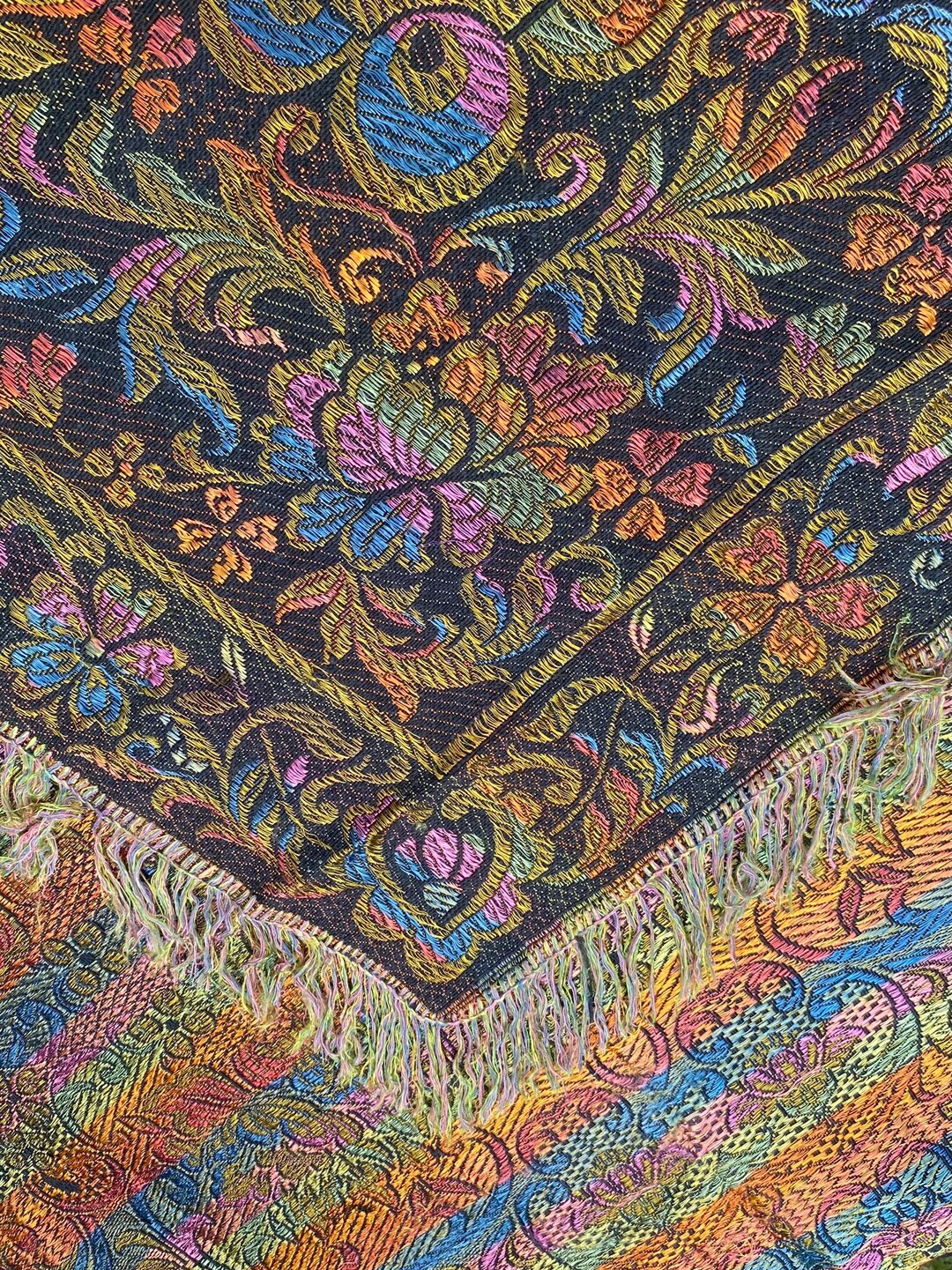 Antique Vintage 1920s Italian Shimmery Silky Brocade Tapestry Fringed ...