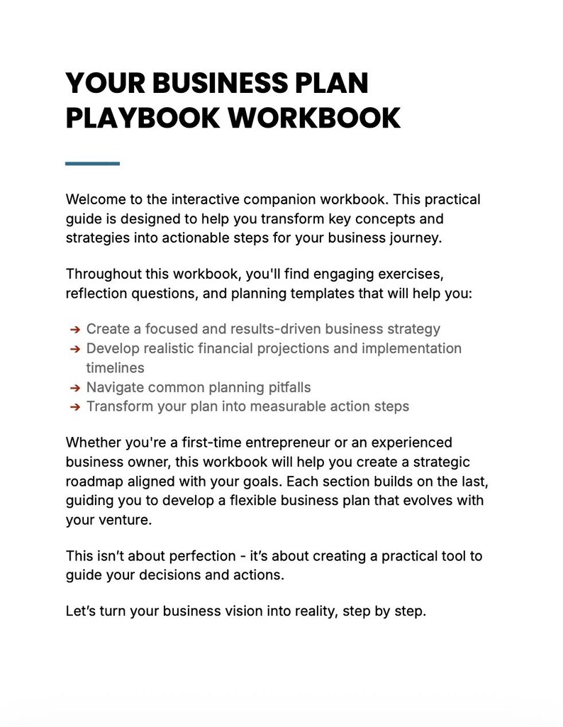 Business Plan Workbook | Startup Strategy Planner (PDF Download) - Etsy
