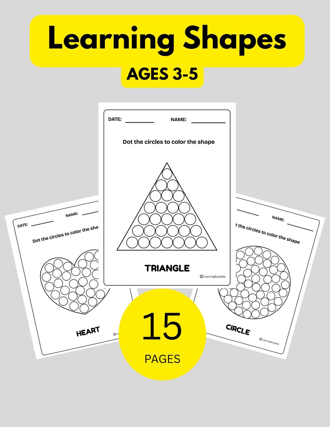 Learning Shapes Dot Marker Activity Pages, Toddler Preschool Worksheets ...