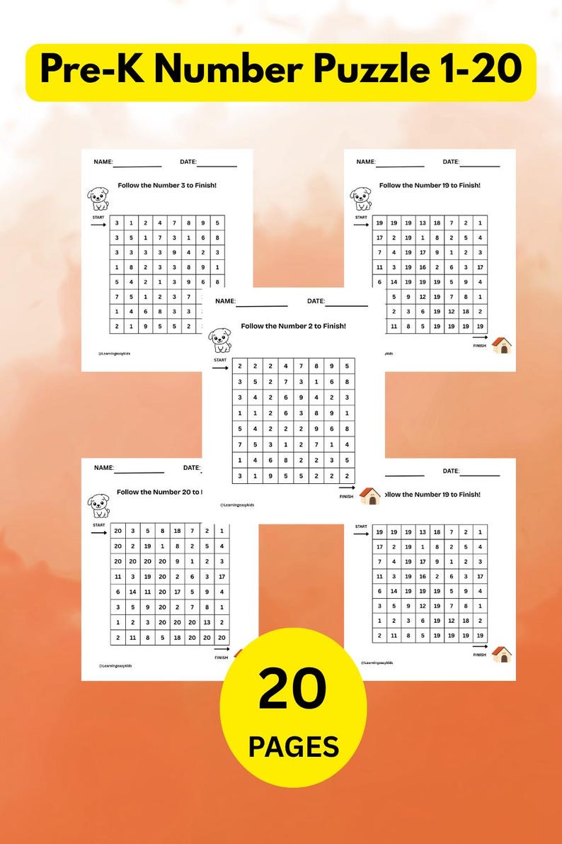Kindergarten Number Path Puzzle 1-20 Printable – Preschool Math ...