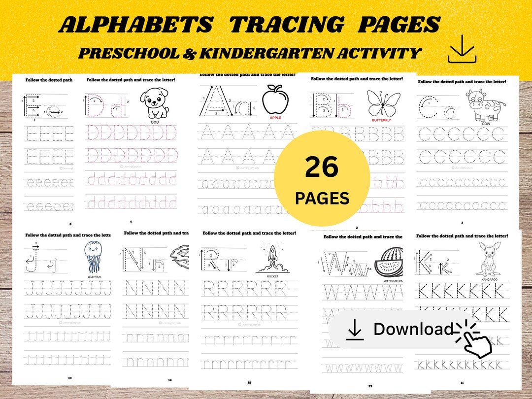 Alphabet Tracing Printable Worksheets | 26 Pages | A-Z Tracing Letters ...