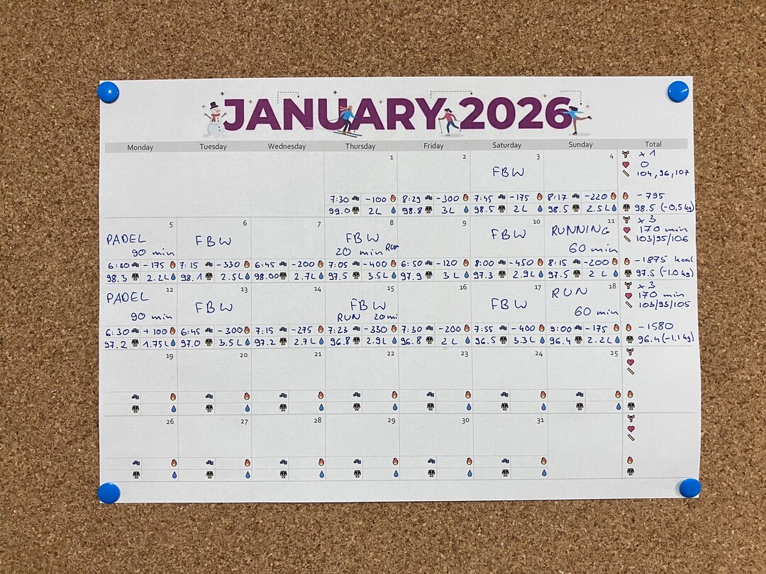 Fitness Progress Calendar 2026 – Track Sleep, Calories, Weight ...