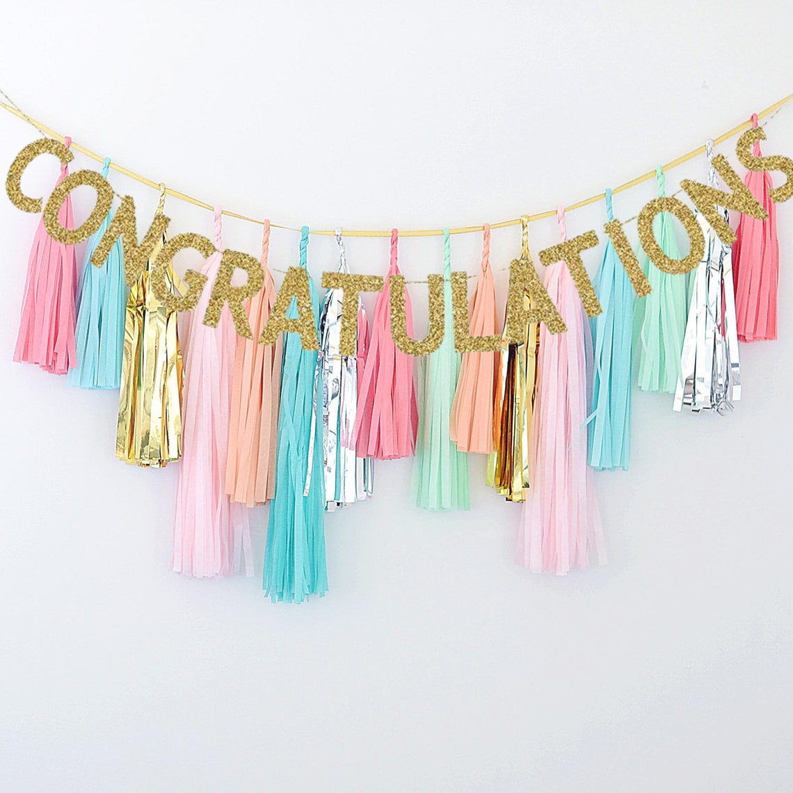 Personalized Graduation Tassel Garland: Gold Letter Banner, Colorful ...