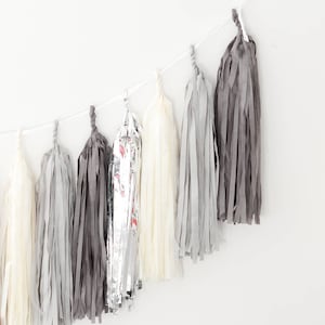 Silver Grey Paper Tassel Garland Party Decorations- Fully Made ...