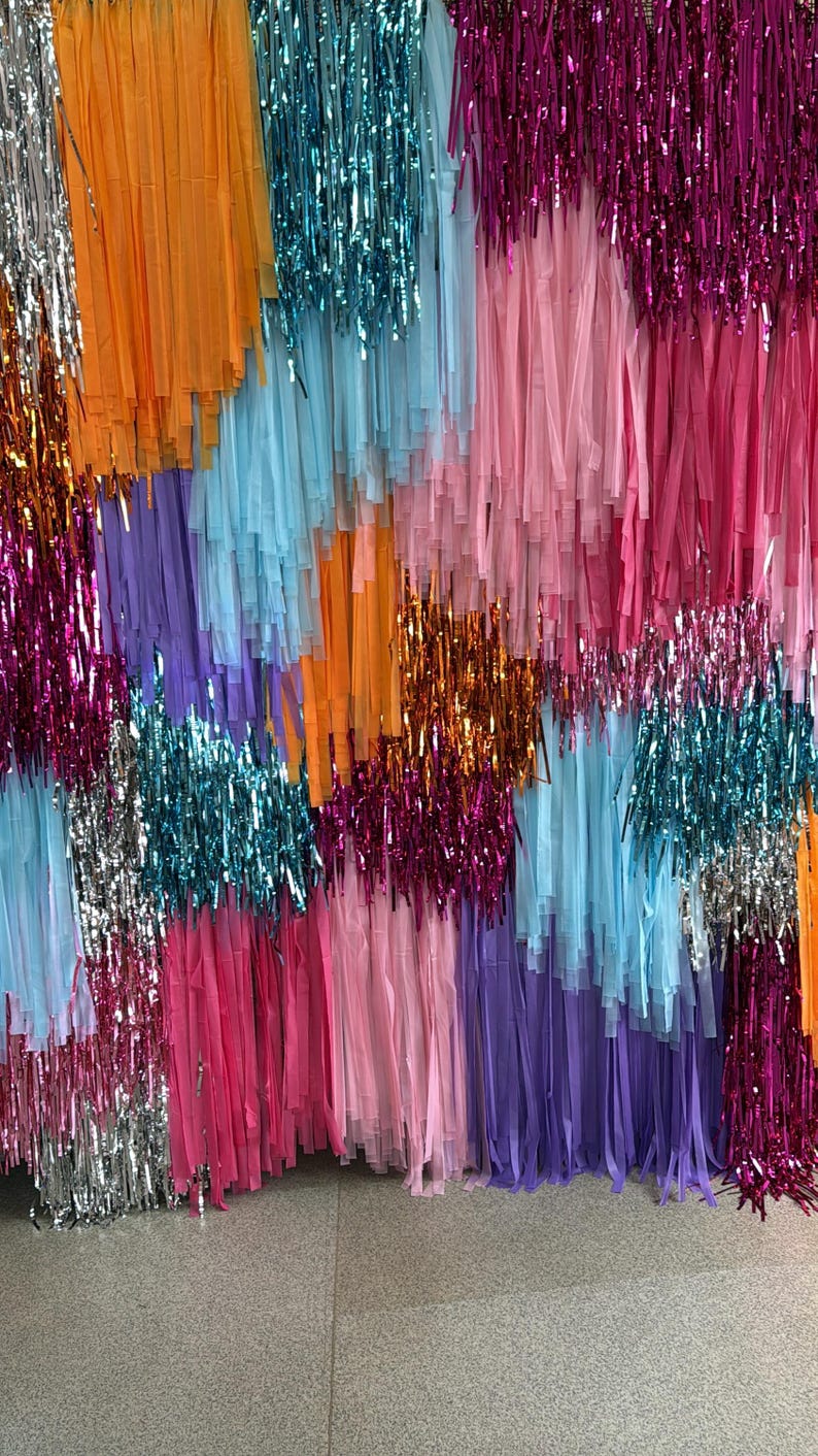Colourful Party Fringe Wall Backdrop, Cusyomisable, Party Decoration ...