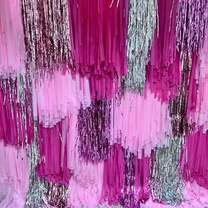 Pink and Shimmer Fringe Backdrop, Photo Wall, Streamer Wall, Party ...