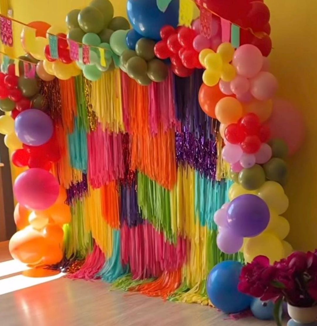 Colorful Fringe Streamer Wall Backdrop – Bachelorette, Birthday, Baby ...