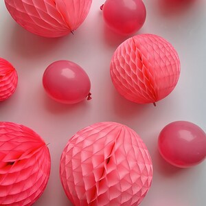 Bright Pink Honeycomb Balls & Mini Balloon Set: Party Decorations - Etsy