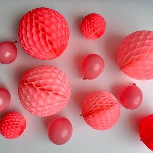 Bright Pink Honeycomb Balls & Mini Balloon Set: Party Decorations - Etsy