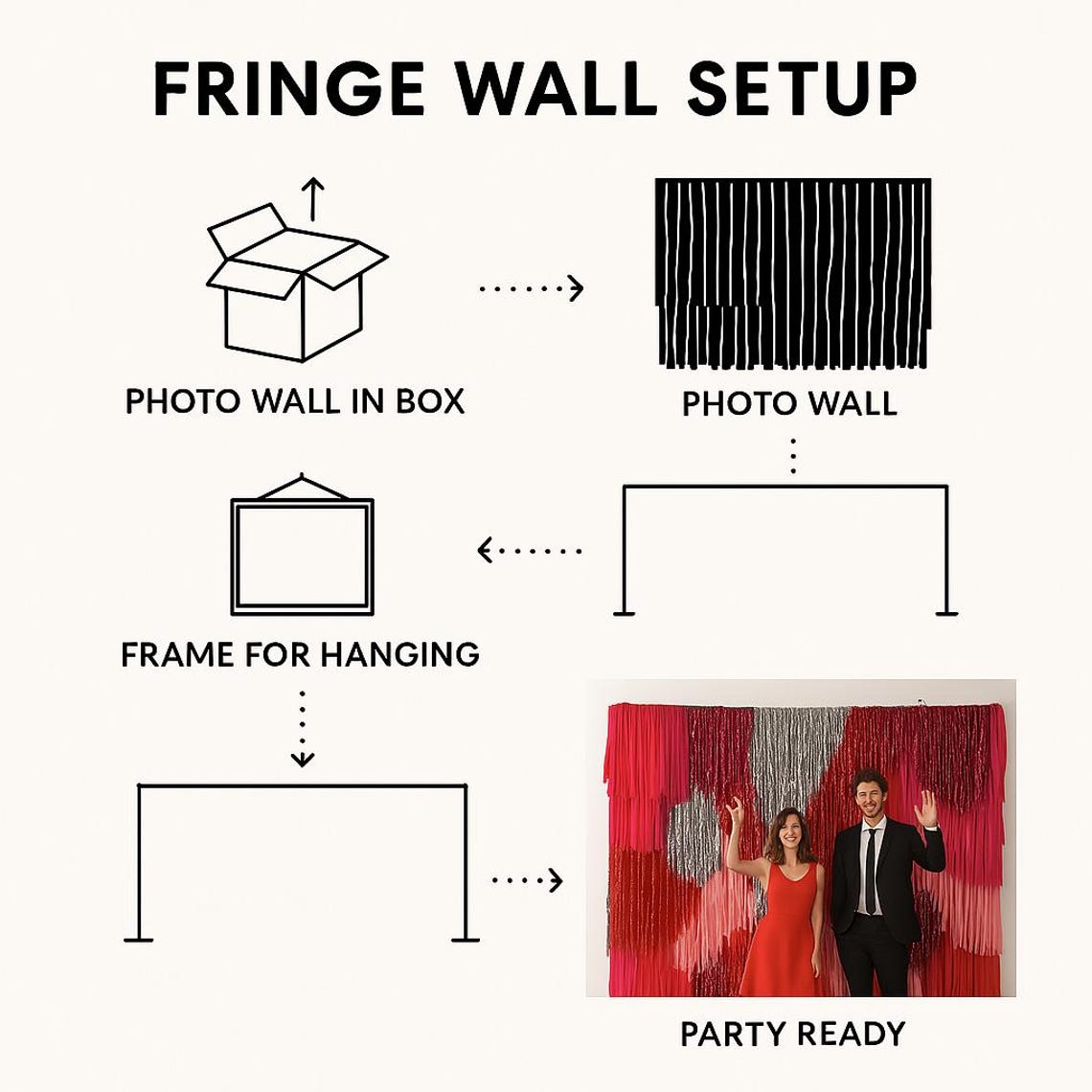 Colourful Party Fringe Wall Backdrop, Cusyomisable, Party Decoration ...