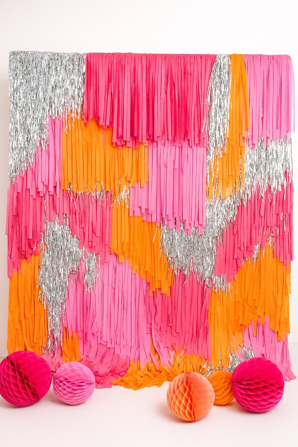 Orange Fringe Streamer Backdrop: Party Photo Booth Tinsel Curtain - Etsy