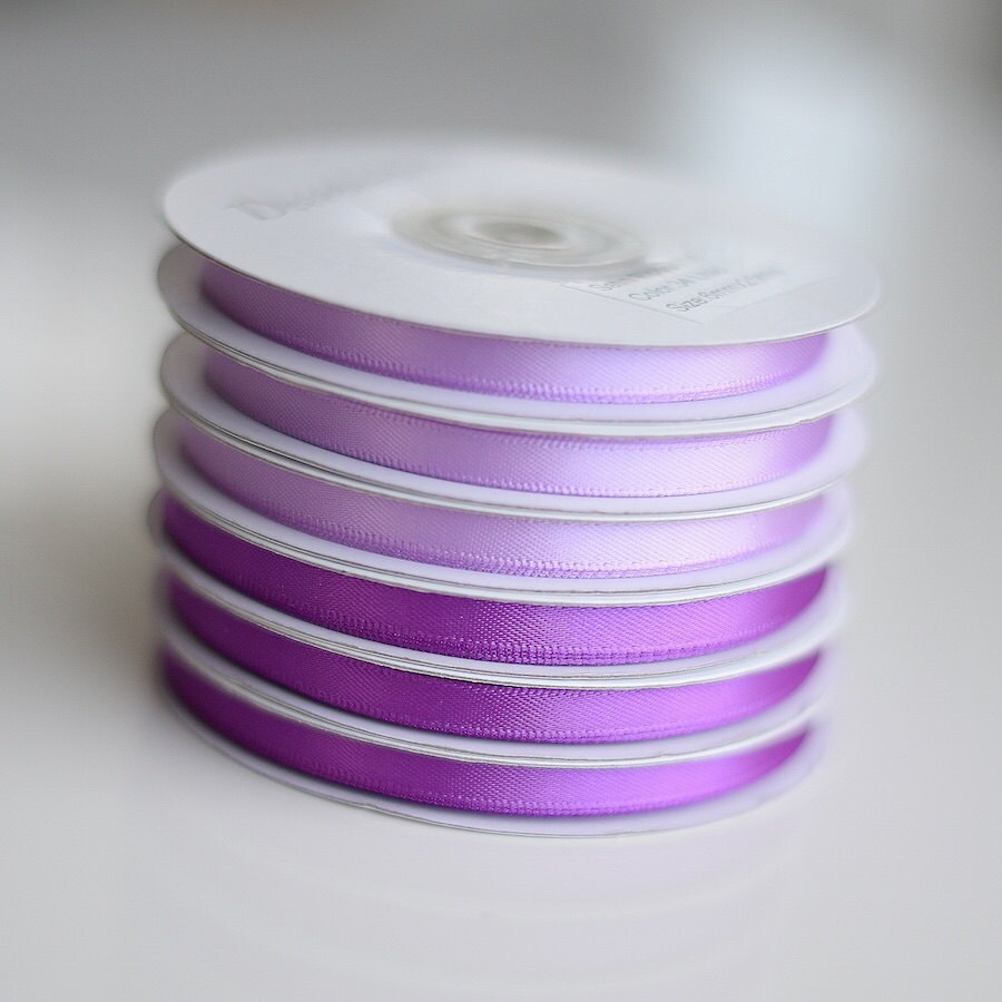 Purple double sided satin ribbon Plum silk ribbon Gift | Etsy
