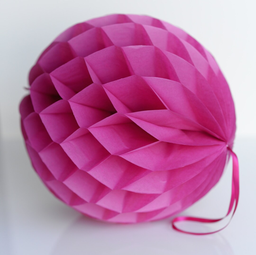 Fuchsia Paper Honeycomb Ball Party Decorations Bright Pink Wedding ...