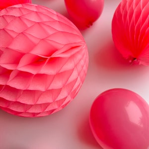 Bright Pink Honeycomb Balls & Mini Balloon Set: Party Decorations - Etsy