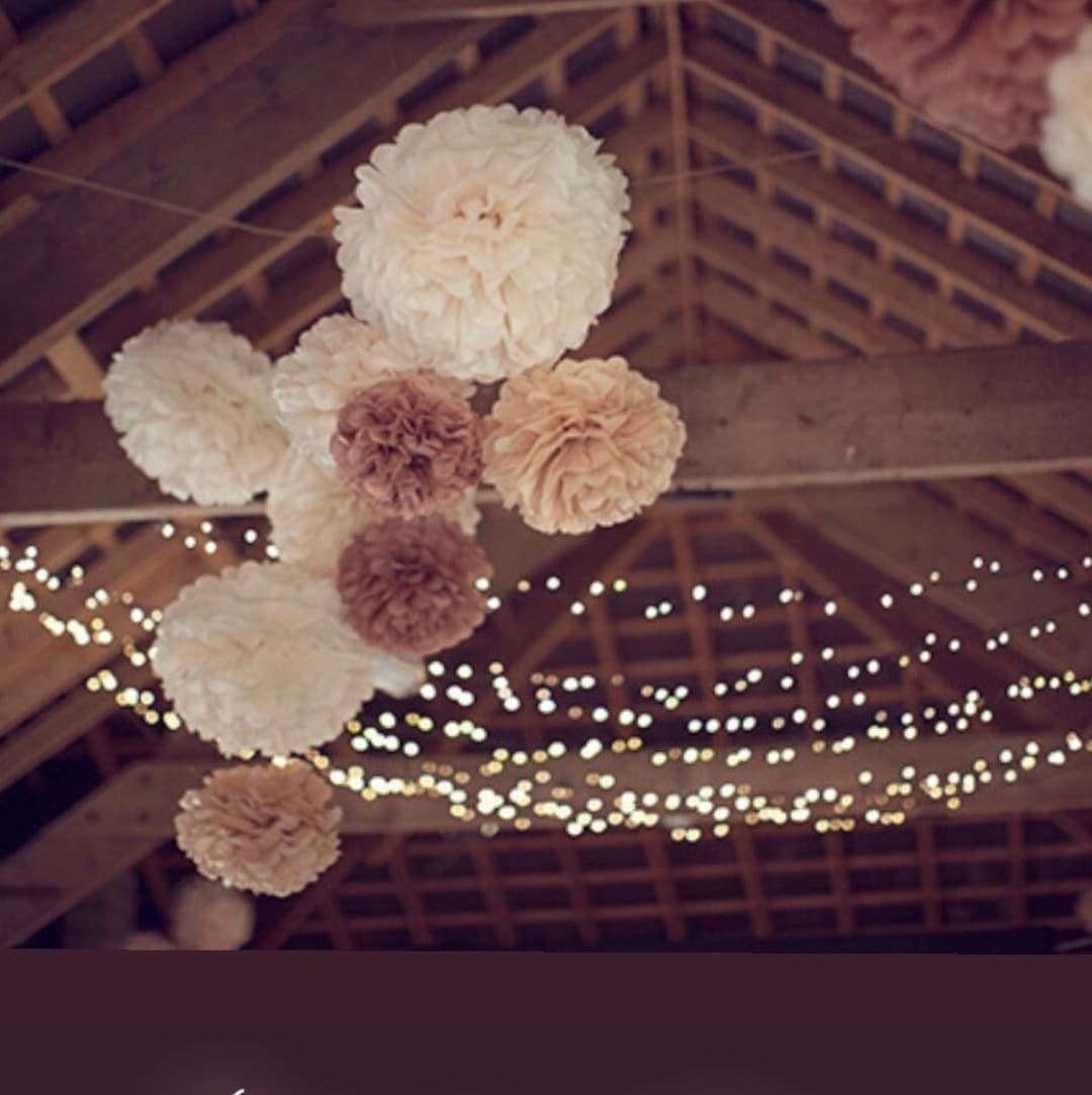 Neutral Tissue Paper Pom Pom Party Decoration Set Beige, Ivory, Mocha ...