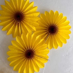 Yellow Paper Flower Fans 3psc Sunflowers Huge Paper Fan Party ...