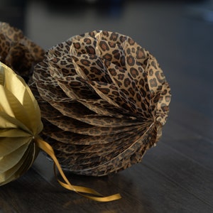 Leopard Paper Honeycomb Ball Party Decorations Jungle Safari Animal ...