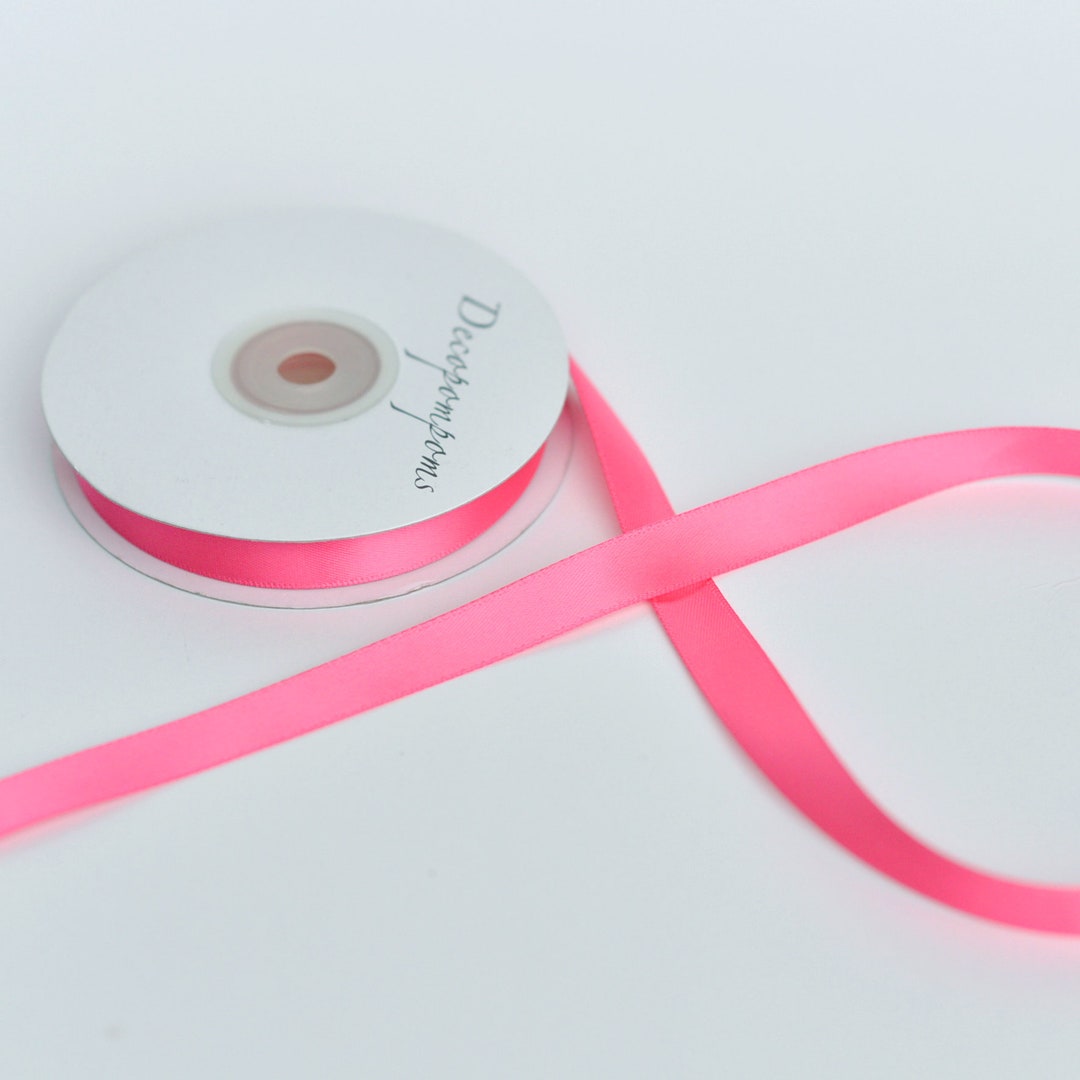 Azalea Double Sided Satin Ribbon Roll 6 / 12 Mm Flamingo Pink Gift Wrap ...