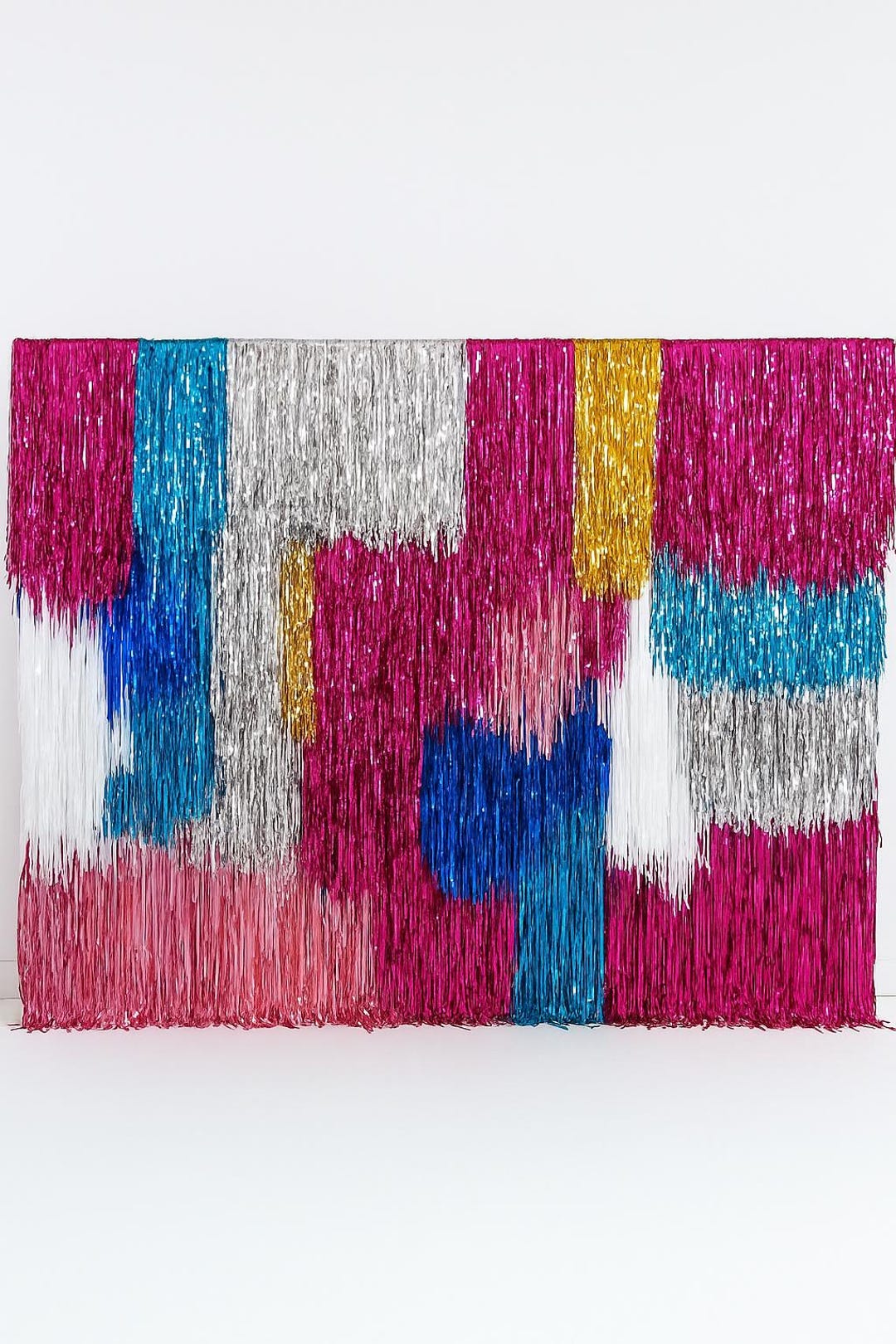 Custom Fringe Streamer Wall Backdrop – Pink Blue Silver Gold Party ...