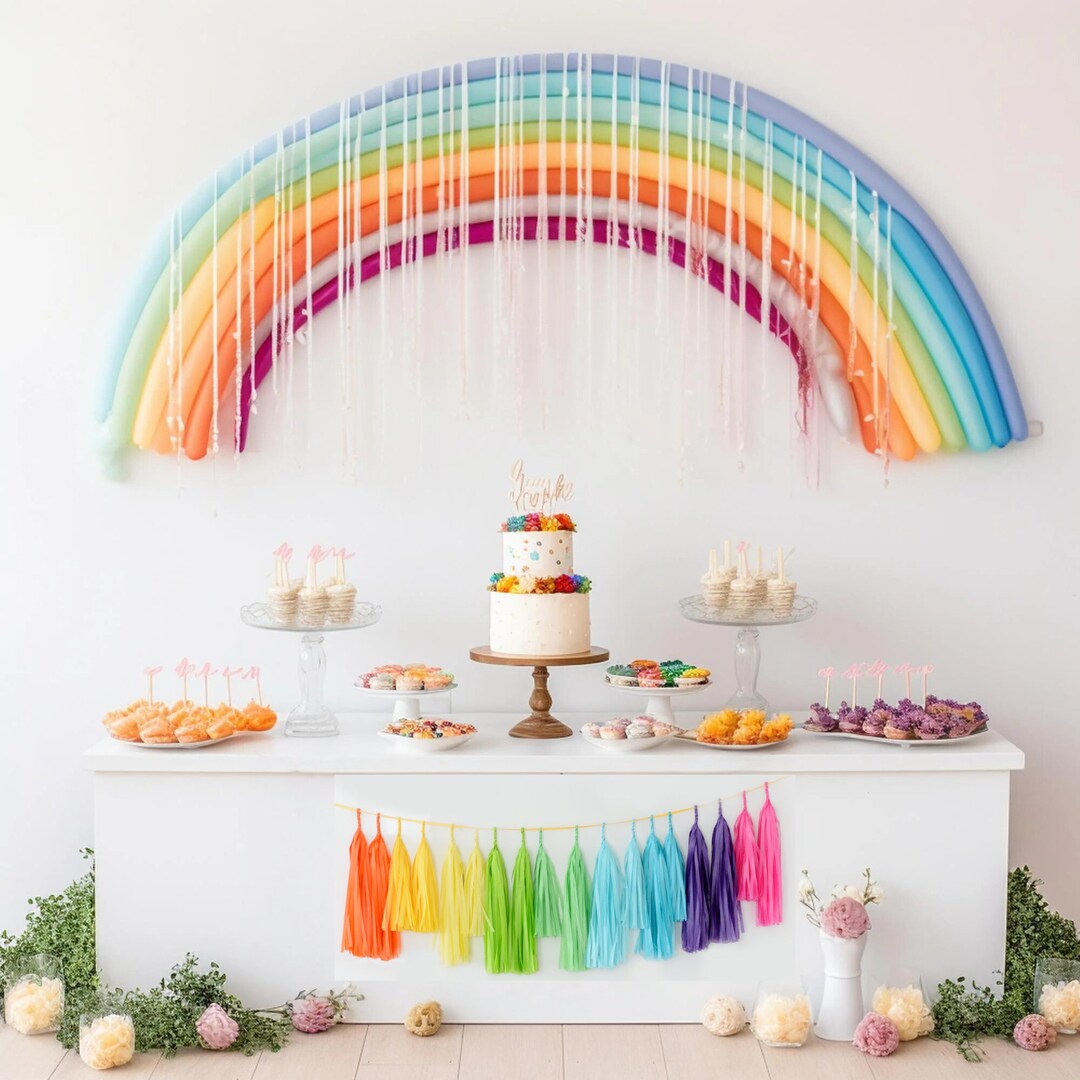 Rainbow Paper Tassel Garland Party Decoration Fringe Garland for ...