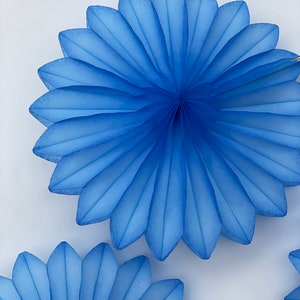 Blue Mini Paper Fans 5 Fans Set Christmas Tree Decorations Holiday Home ...