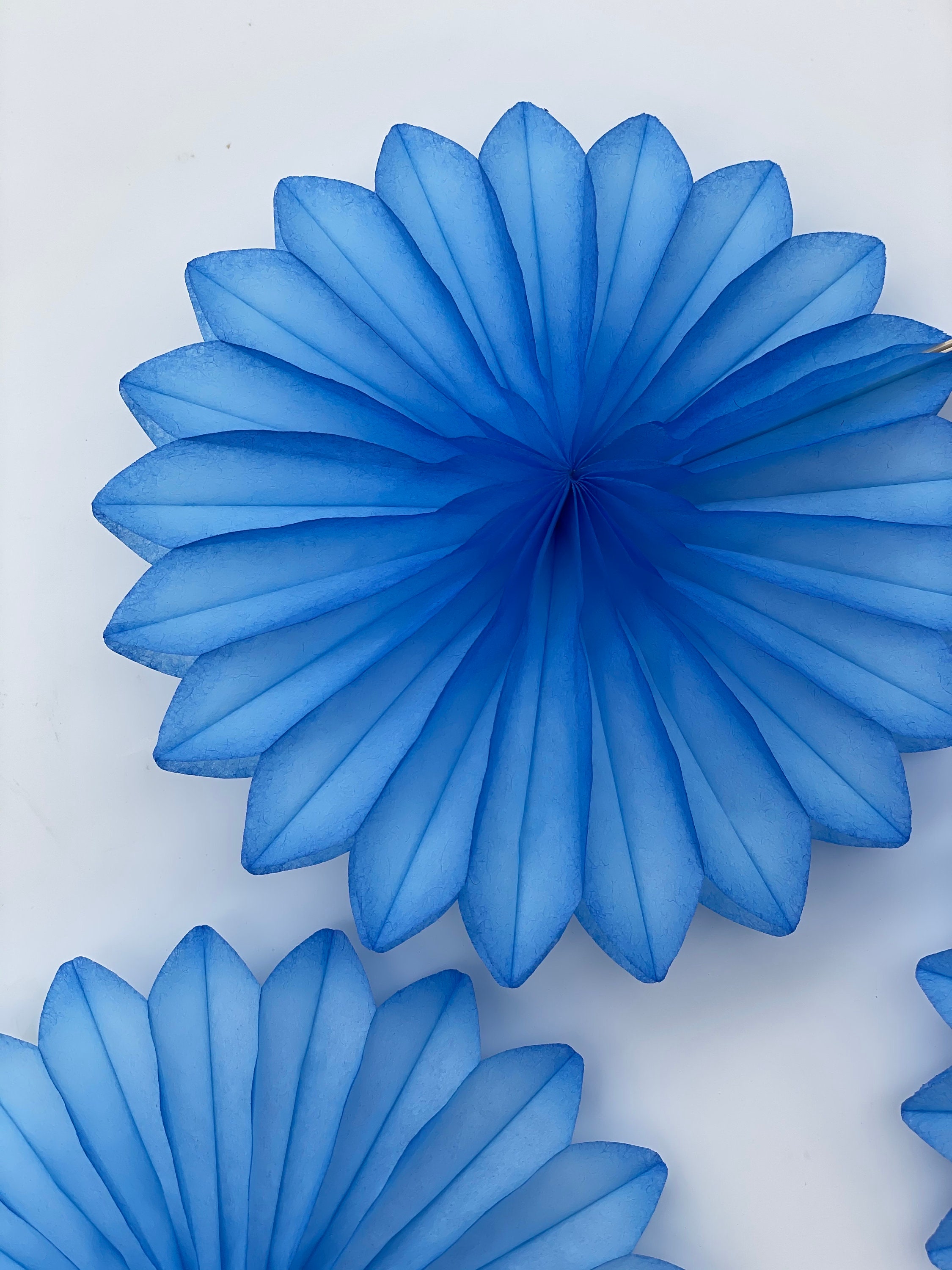 Blue Paper Fan Decorations: Party, Wedding, Christmas - Set of 5 - Etsy ...