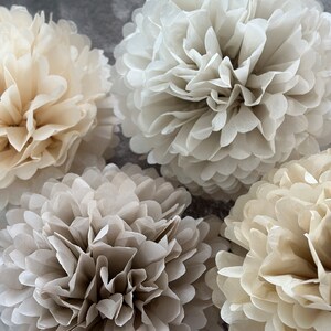Pom Pom Set of 16 Neutral Colours Tissue Paper Pom Poms Beige Taupe ...
