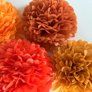Set of 12 Large Fall Colours Paper Pom Poms - Poppy, Apricot, Burnt ...