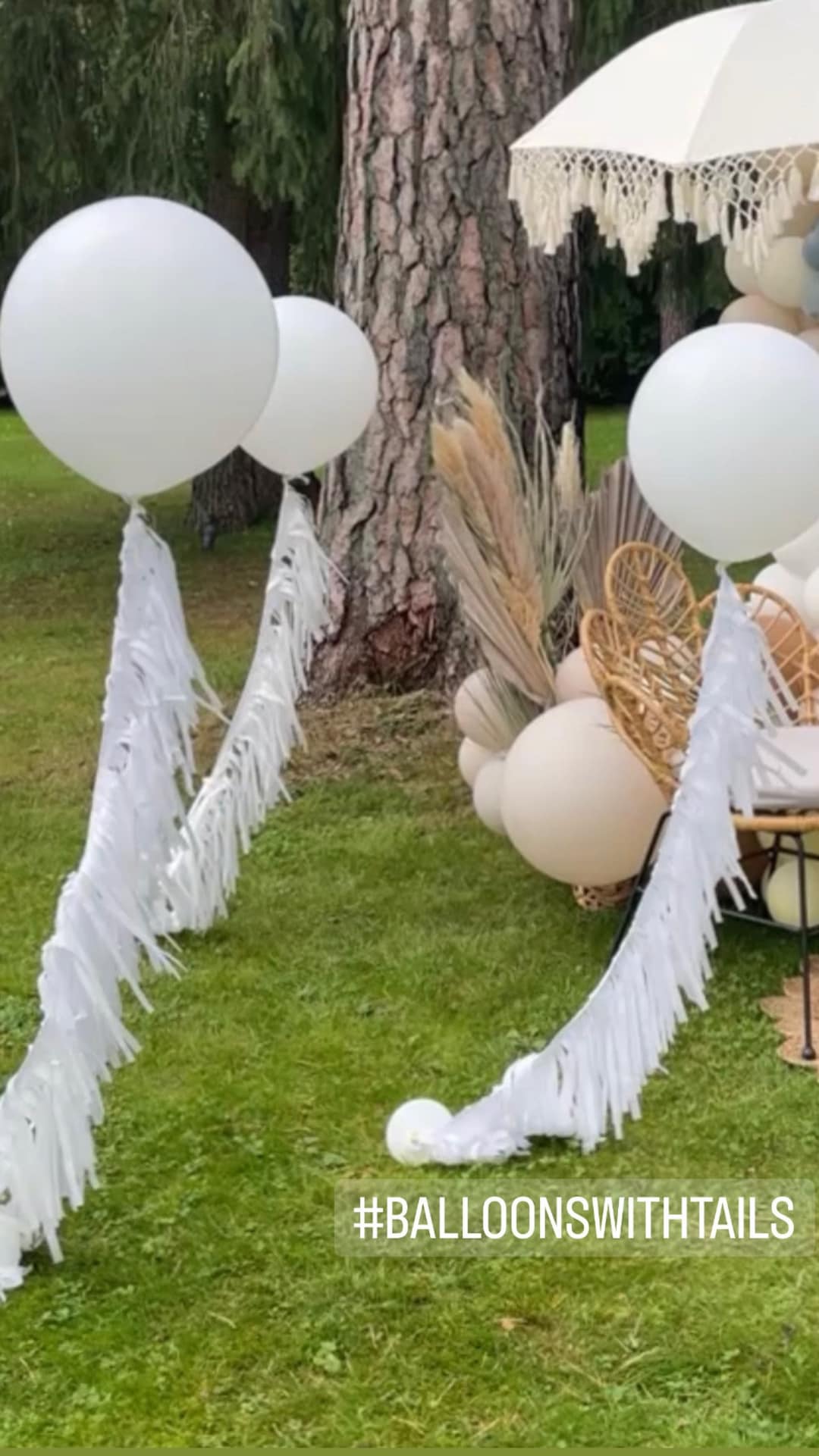 White Giant Balloon 90cm With White Paper Fringe Tail, Baptism, Baby ...