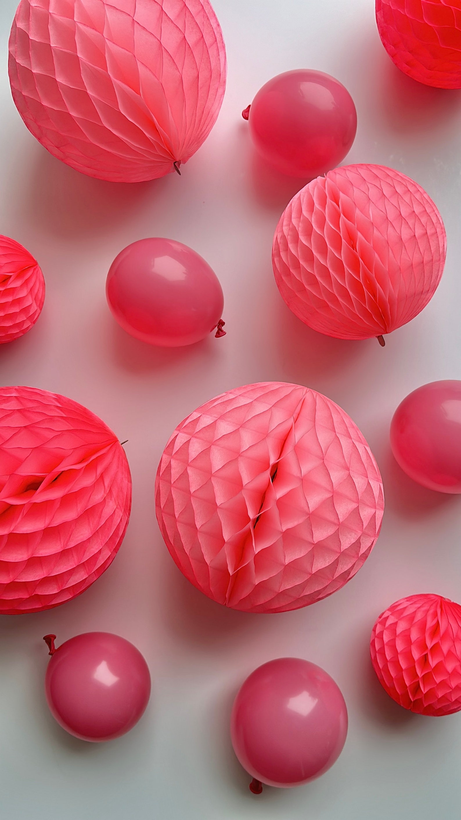 Bright Pink Honeycomb Balls & Mini Balloon Set: Party Decorations - Etsy