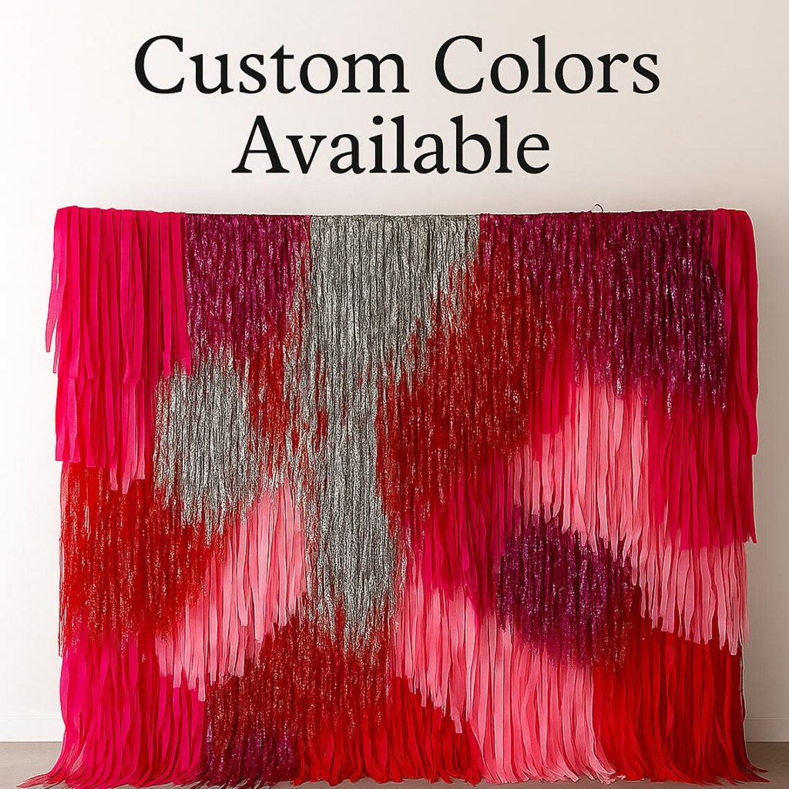Pink and Red Fringe Streamer Wall Backdrop – Glitter Mylar Party ...
