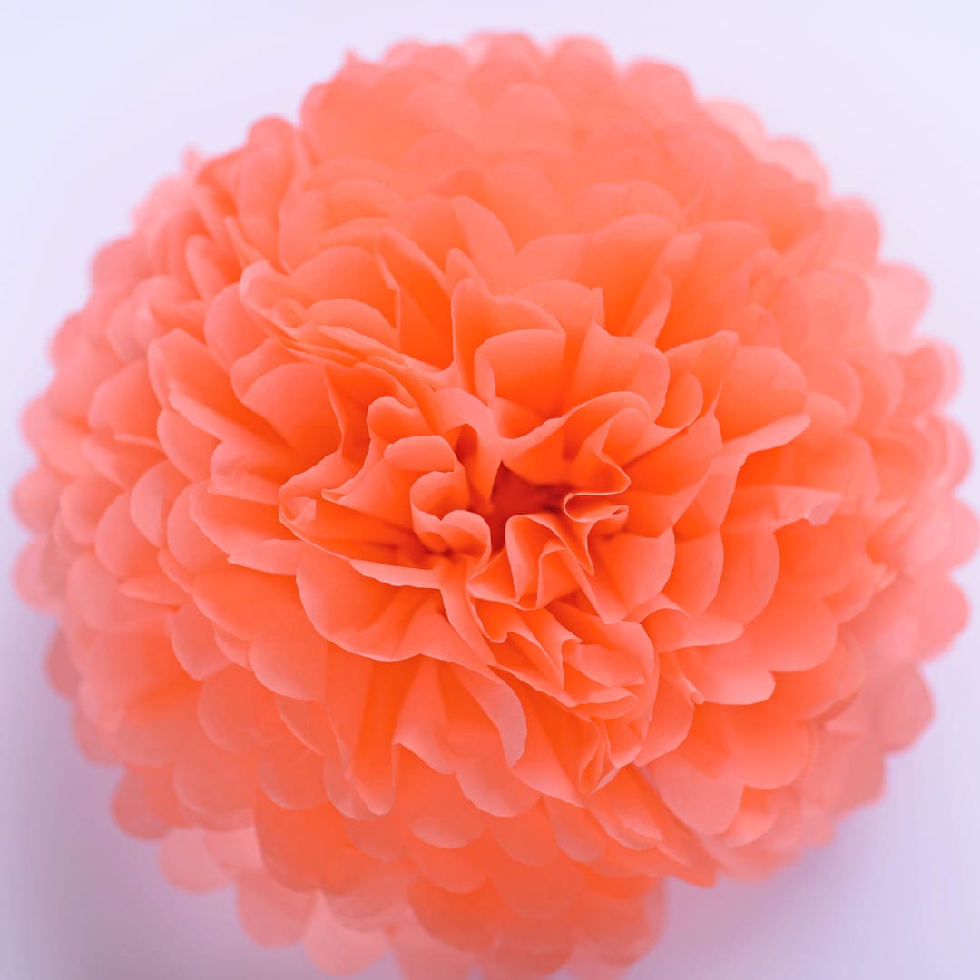 Coral Paper Pom Pom Living Coral Decor Paper Flowers Birthday ...
