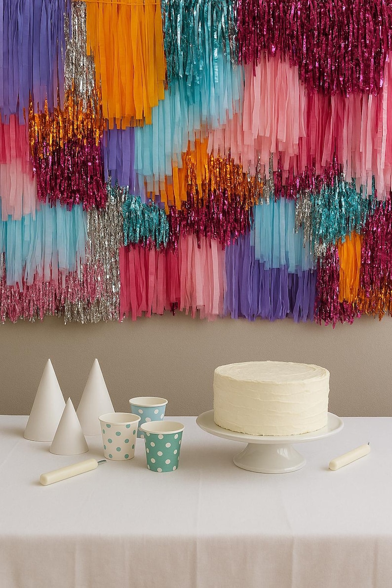 Colourful Party Fringe Wall Backdrop, Cusyomisable, Party Decoration ...