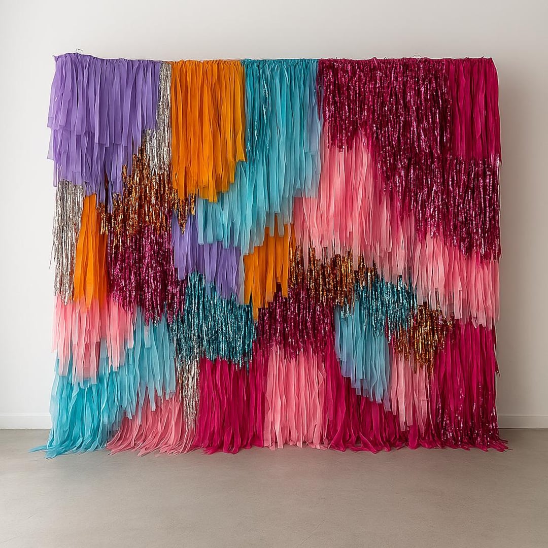 Colourful Party Fringe Wall Backdrop, Cusyomisable, Party Decoration ...