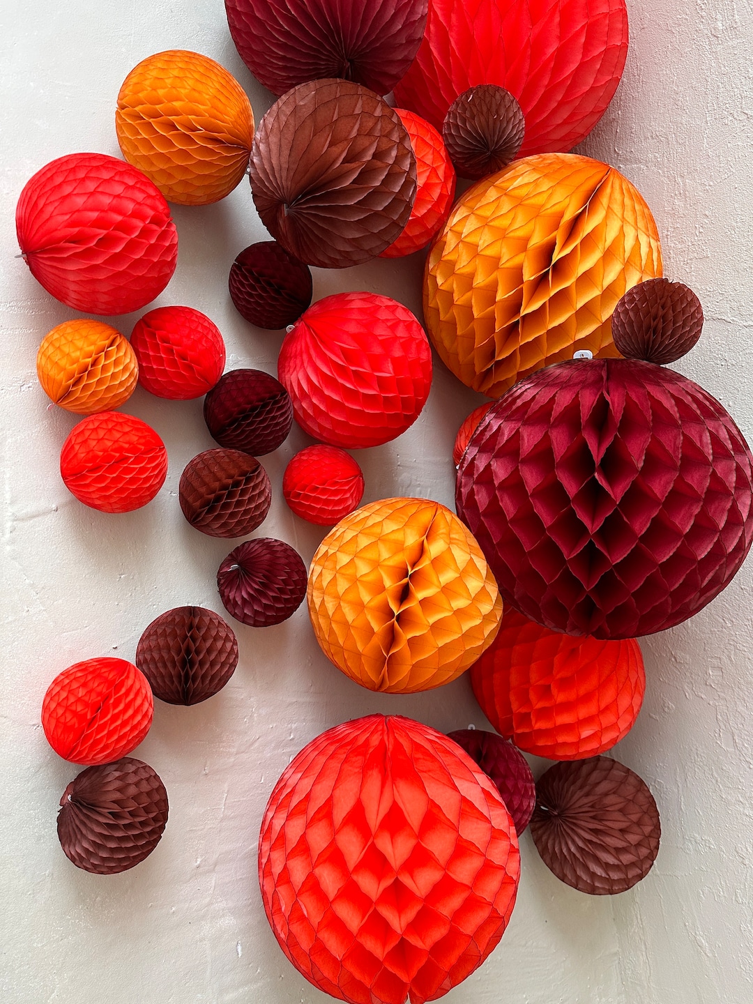 Paper Honeycomb Set Party Decorations in Autumn Colours Mustard ...