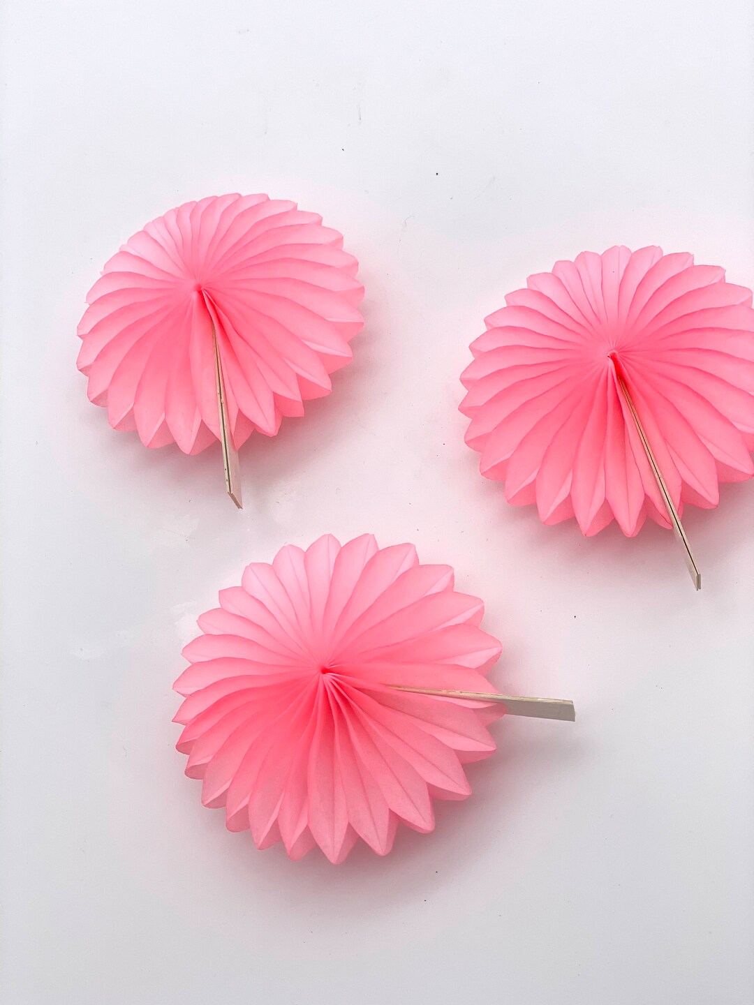 Light Pink Mini Paper Fans Set of 5 - Christmas Tree Ornaments, Holiday ...