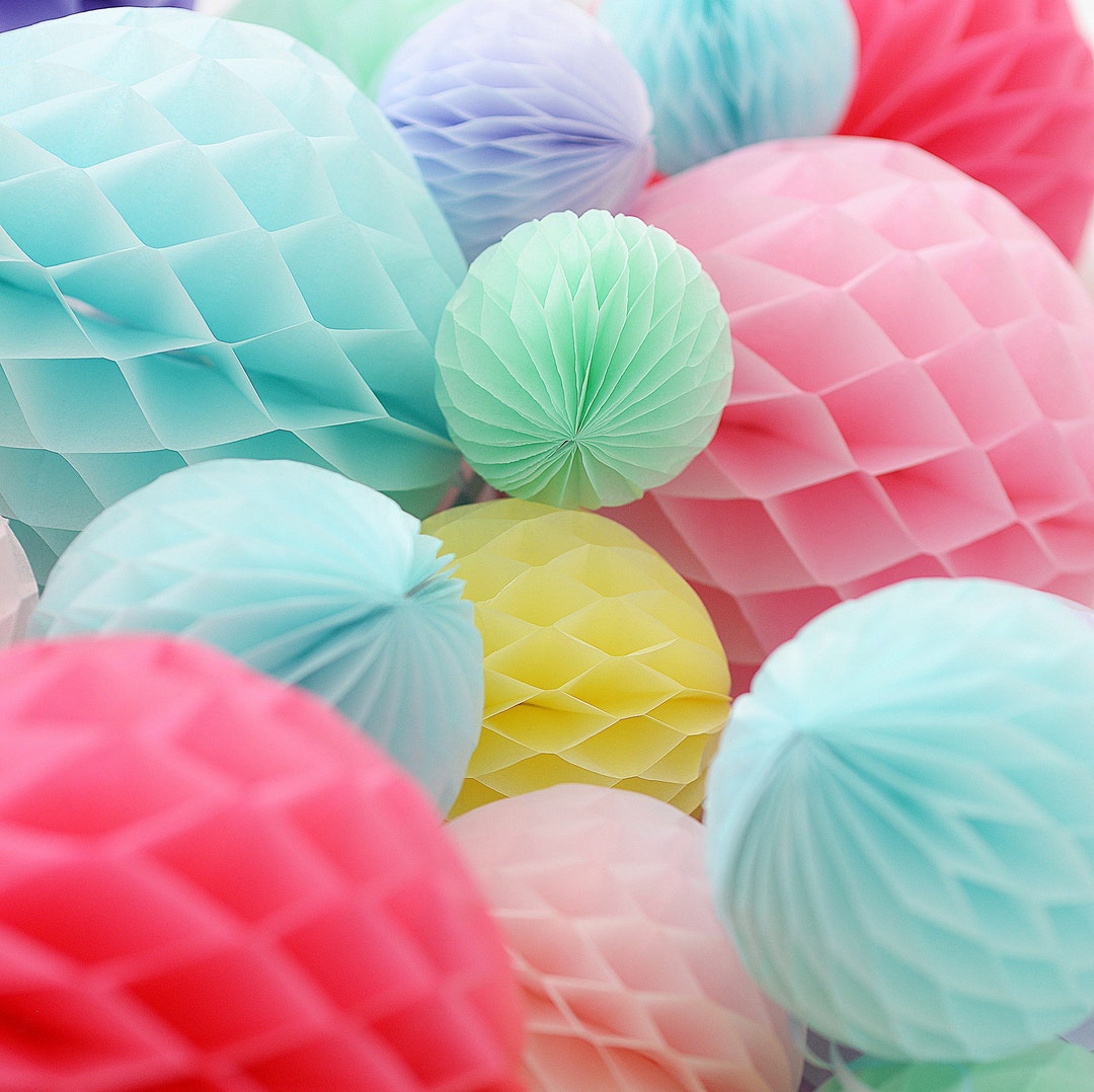 Colourful 10 Tissue Paper Honeycomb Balls Party Decorations Set ...